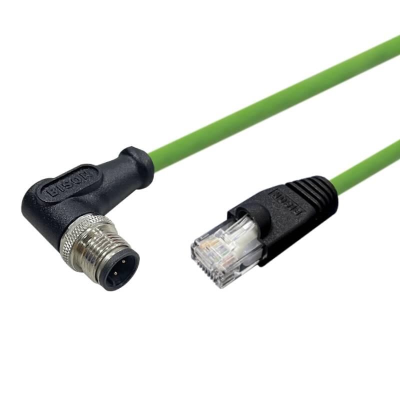 M12 RIGHT-ANGLE(90°) PLUG TO RJ45